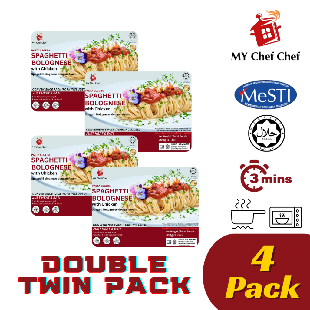 MY CHEF 3-Minute Spaghetti Bolognese With Chicken (300g x 4 Packs) | Shopee Malaysia
