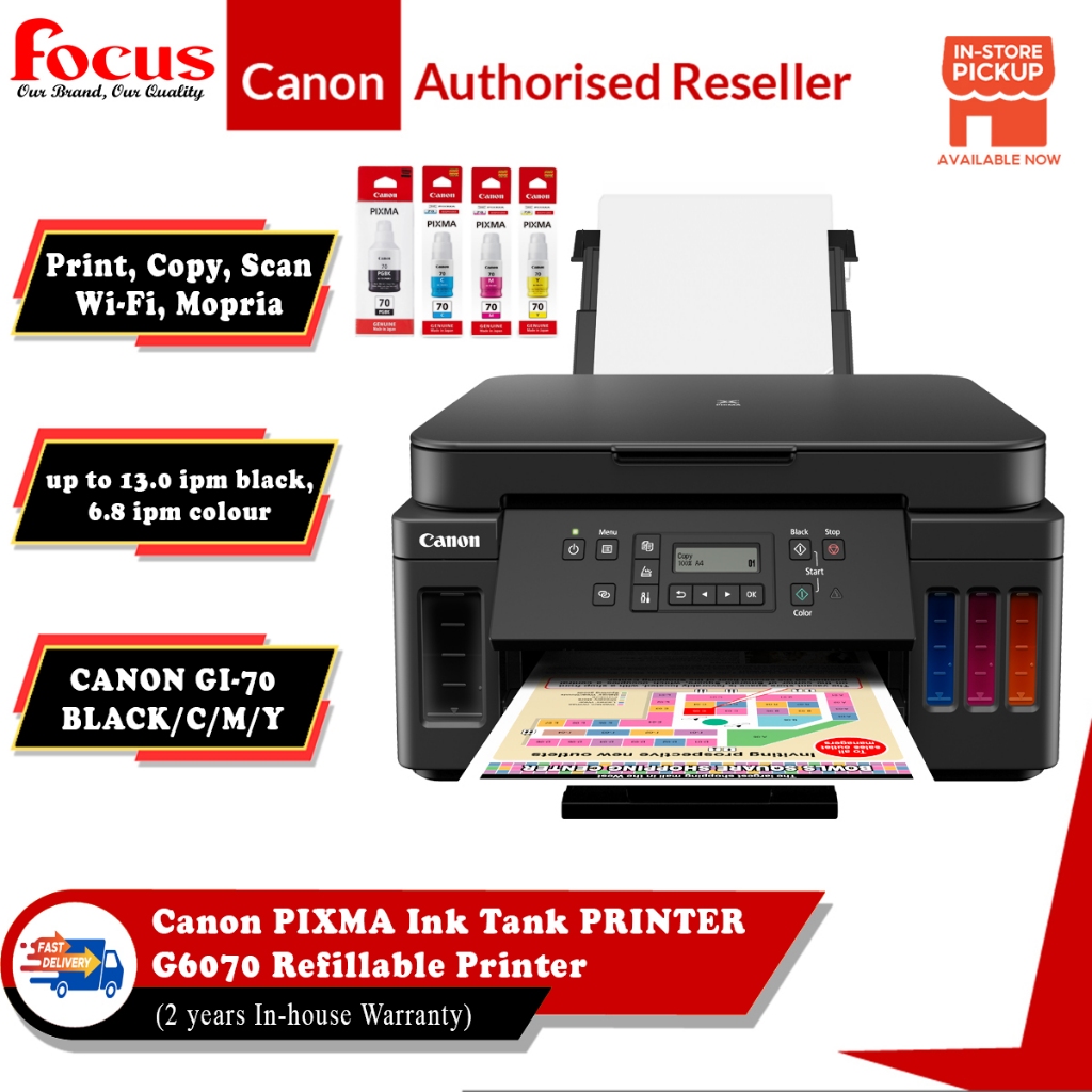 Canon Pixma G6070 Refillable Ink Tank Wireless All-In-One For High ...