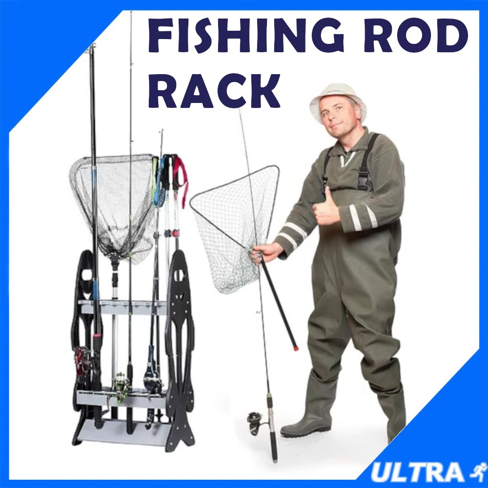 Fish Rod Holder Fishing Rack Pole Stand Organizer 16 Rods Outdoor ...
