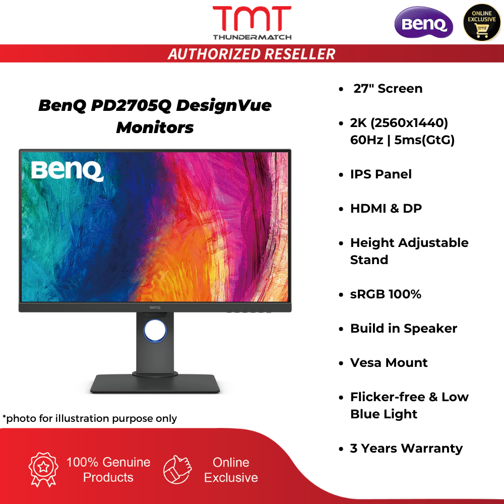 BenQ PD2705Q DesignVue Monitors | 27" | 5ms | IPS Panel | 2560x1440 (2K ...