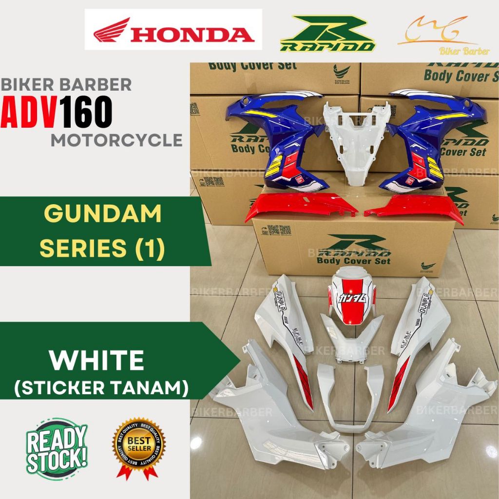 RAPIDO Honda Adv160 Gundam Series (1) White Body Coverset (Sticker ...