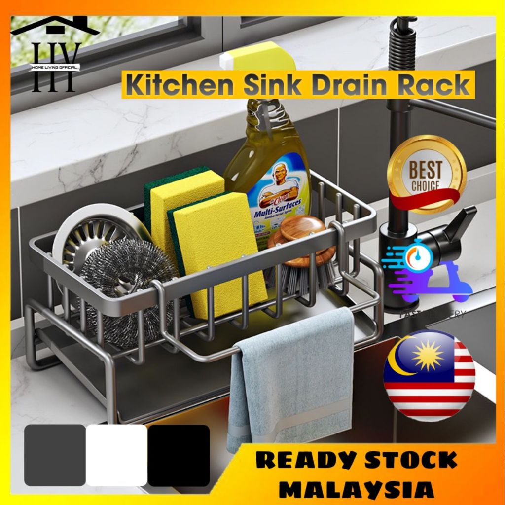 𝐎𝐅𝐅𝐄𝐑🔥 304 Stainless Steel Sponge Drainage Rack Drainer Basket Kitchen ...