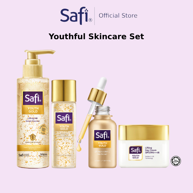 SAFI Youth Gold Youthful Skincare Set Cleanser | Youthful | Triple Gold ...
