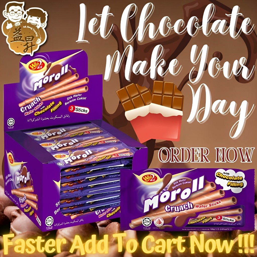 30 packs x 18gm - Win Win Moroll Crunch Wafer Sticks [Chocolate Filling ...