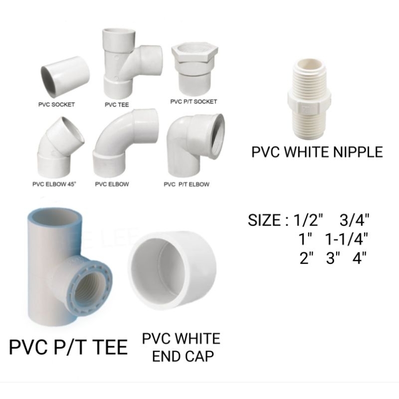 ((WHITE)) PVC Pipe Fitting PVC管件 Pemasangan Paip PVC [[!!FASTDELIVERY ...