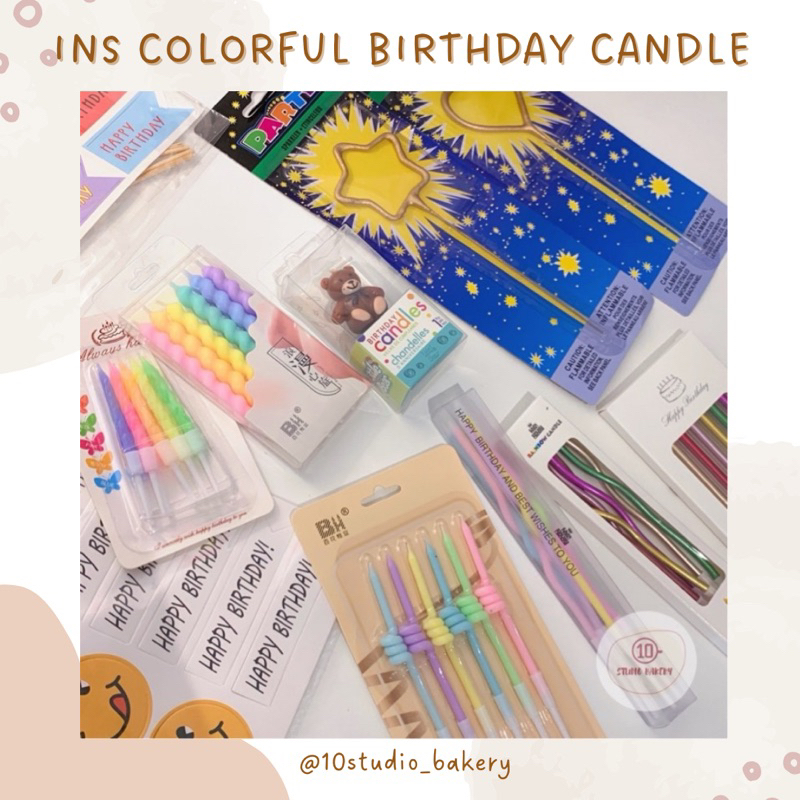 Ins Colorful Pastel Birthday Candle 网红可爱韩风生日蛋糕蜡烛 | Shopee Malaysia