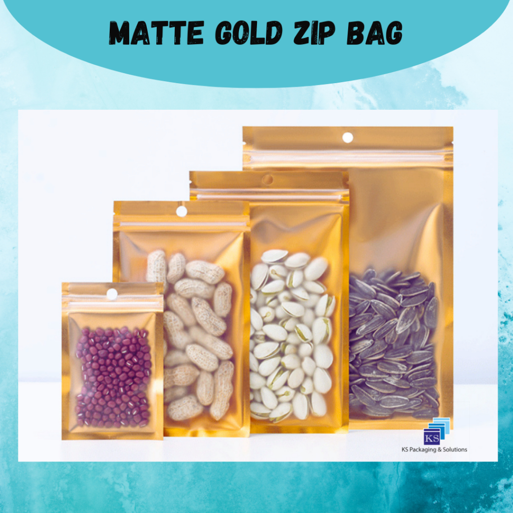 50pcs Matte Gold Packaging Zip Bag Matt Gold Zipper Aluminium Zipper ...
