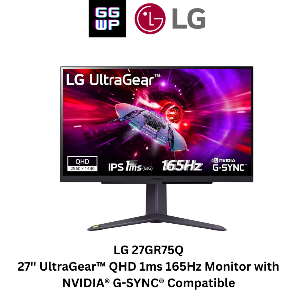 LG 27GR75Q 27'' UltraGear™ QHD 1ms 165Hz IPS Monitor with NVIDIA® G ...