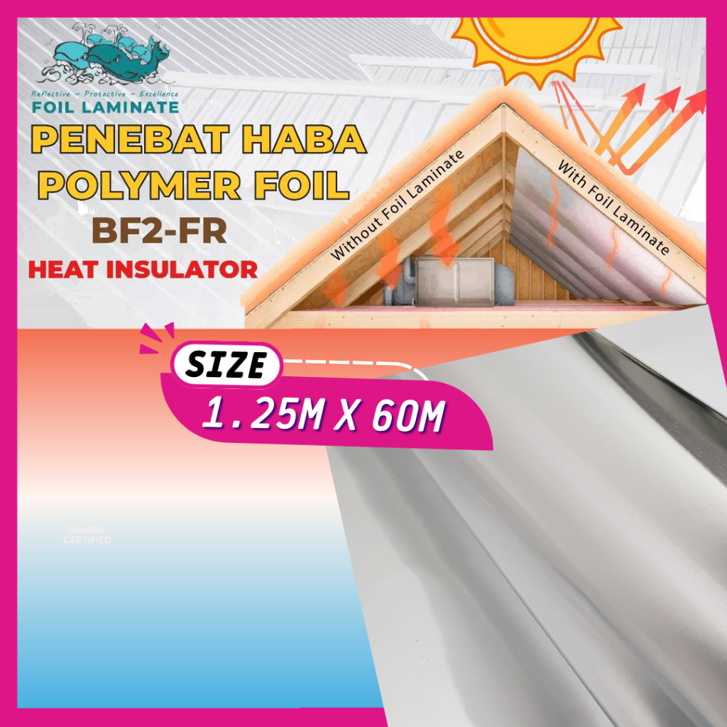 BF2-FR Aluminium Foil Polymer Foil (60M-L) Penebat Haba Bumbung Rumah ...