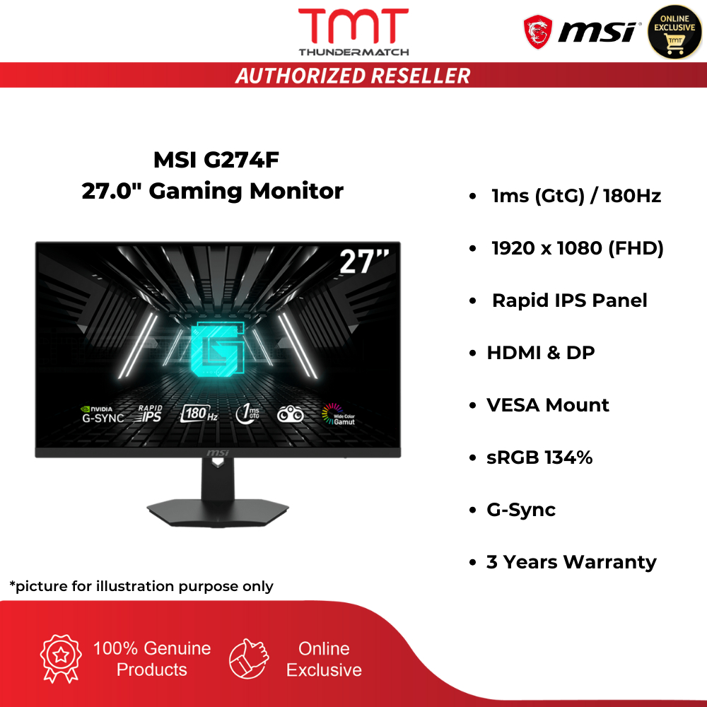 MSI G274F 27.0" Gaming Monitor | 1ms (GTG) | Rapid IPS Panel | FHD ...