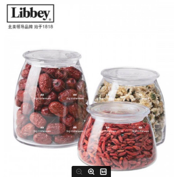 LIBBEY GLASS STORAGE SEALED JAR / DRIED FRUIT CANISTER / CANDY JAR ...