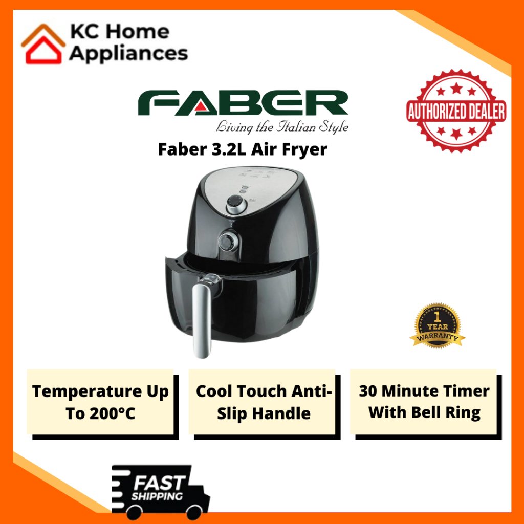 Faber 3.2L Air Fryer | 1500W | Detachable Non-Stick Basket | 30 Minute ...