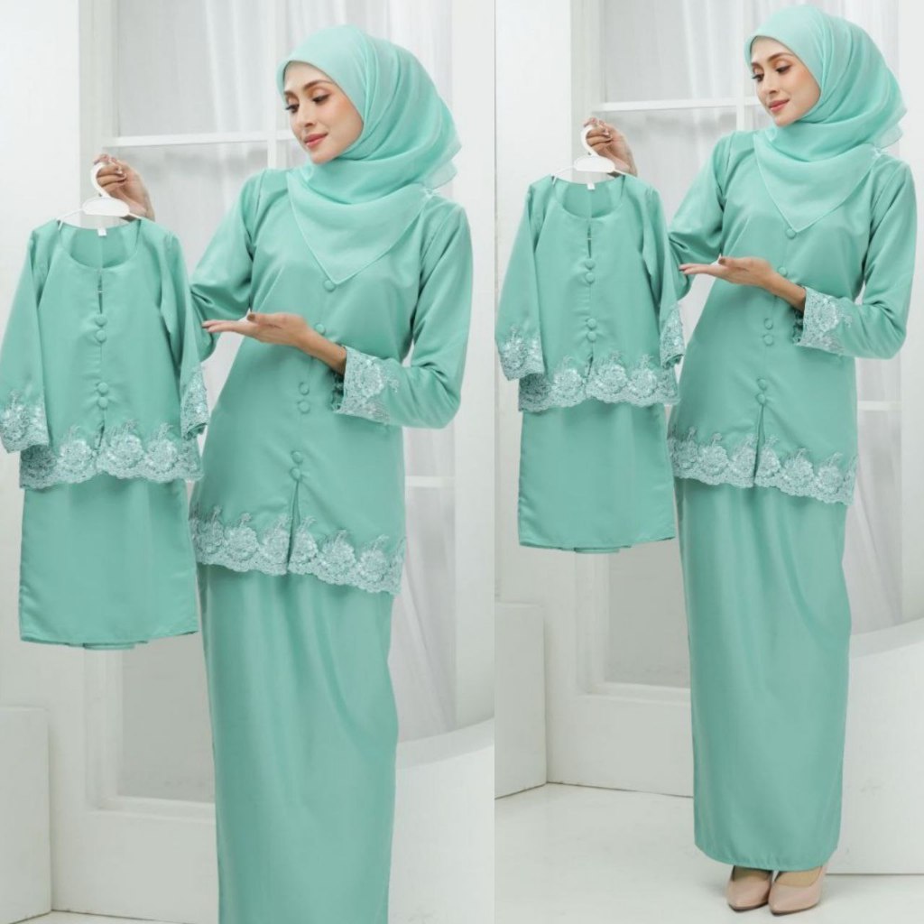 XS - 5XL MELLYSA KURUNG MINI MODEN LACE IBU DAN ANAK PLUS SAGE GREEN BRICK NIKAH TUNANG RAYA ...