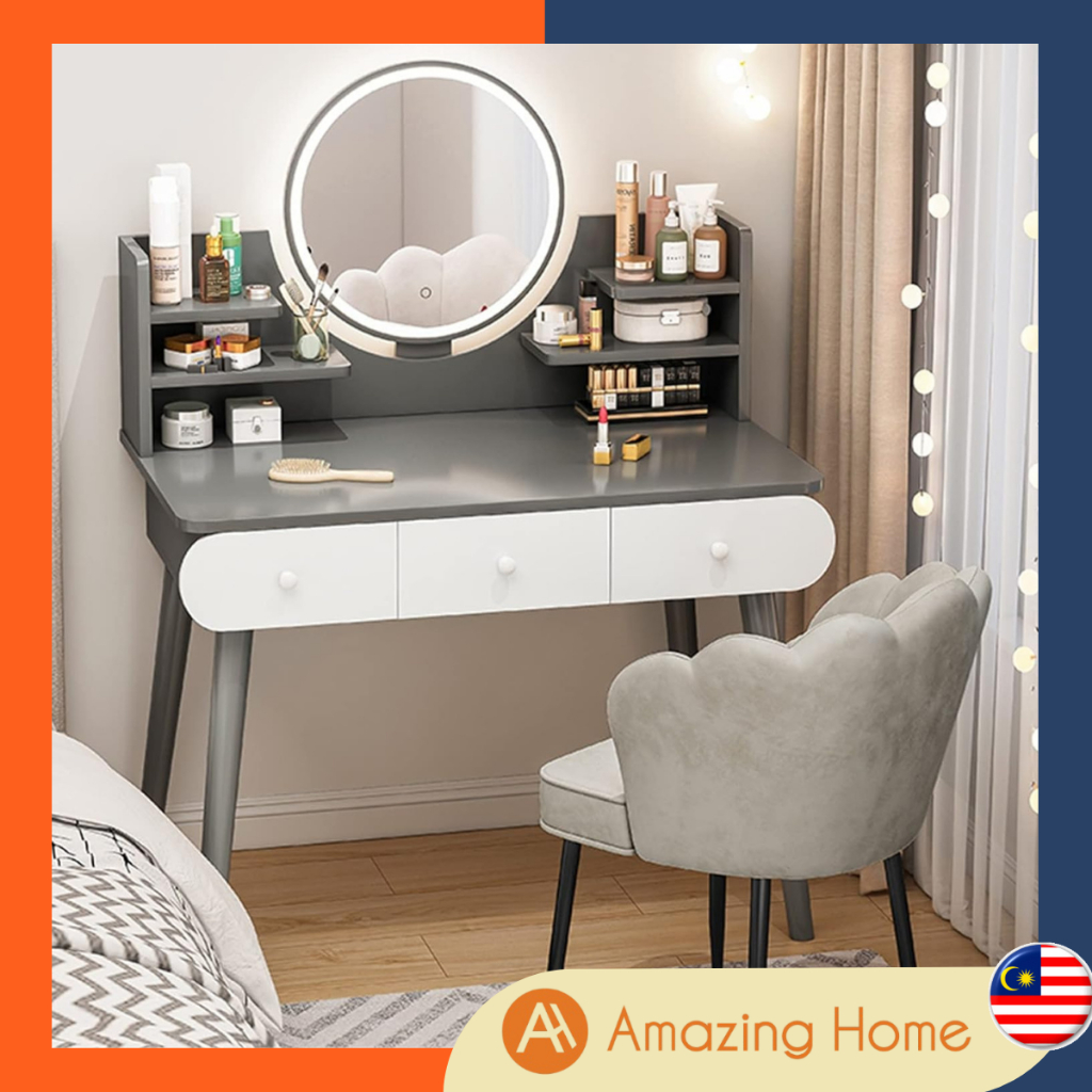 AmazingHome 80cm/100cm Smart LED Light Dressing Table Vanity Table ...