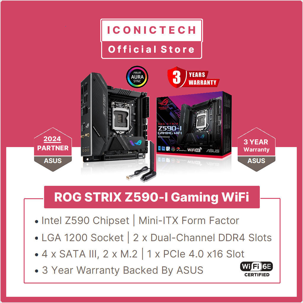 ASUS ROG STRIX Z590-I GAMING WIFI (MB-INTEL-1200) mini itx Motherboard ...