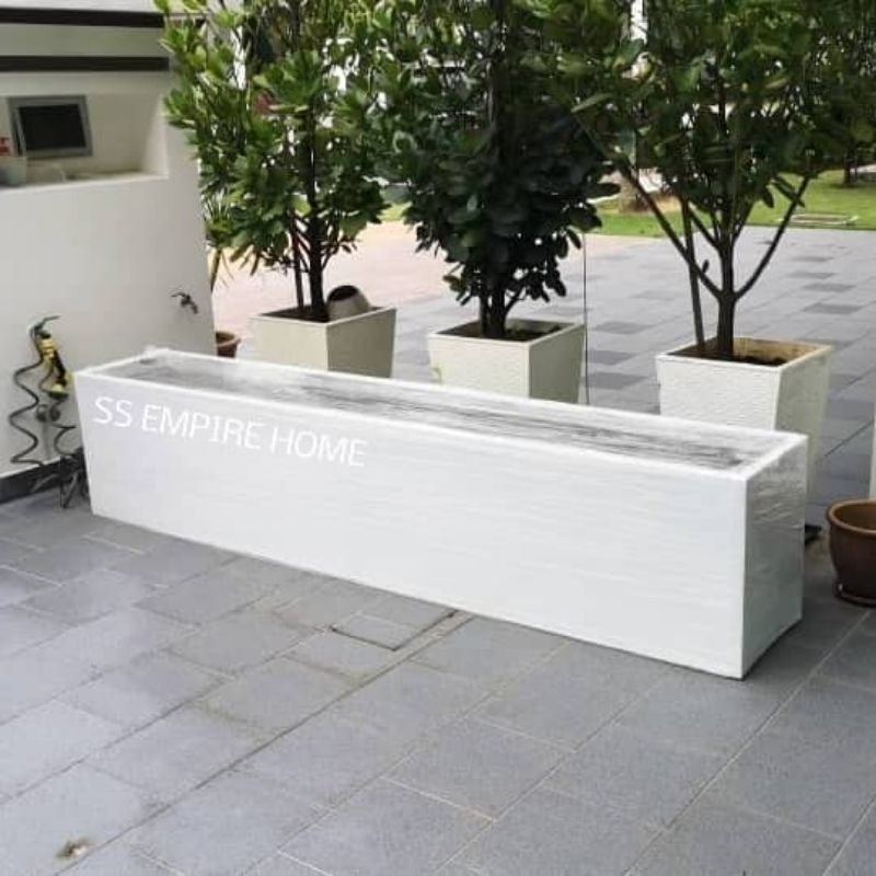 RUDI PB8 White Fiberglass 8 Feet Custom Made Fence Planter Box Divider ...