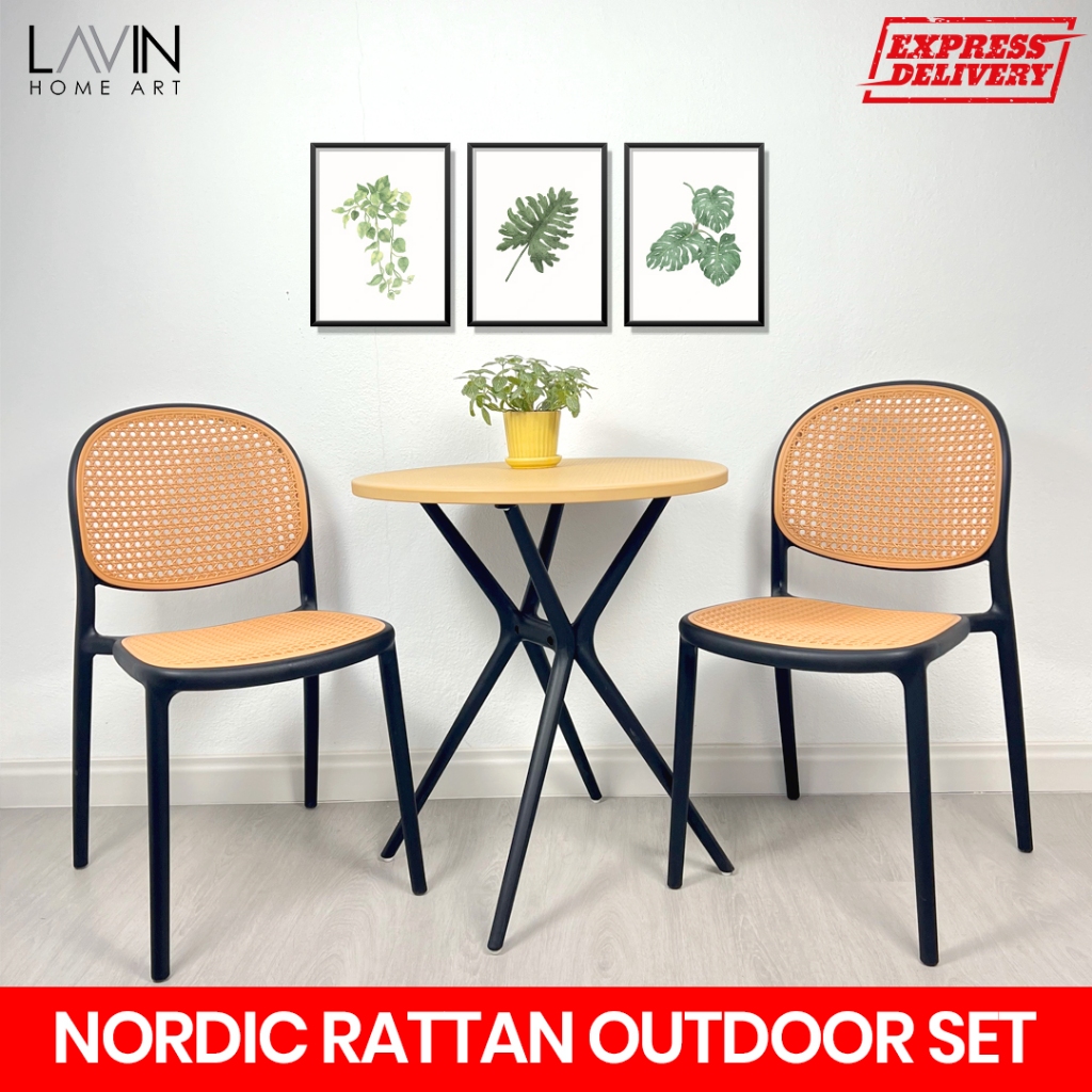 Nordic Rattan Outdoor Set / Coffee Table Set / Set Meja santai / Set ...