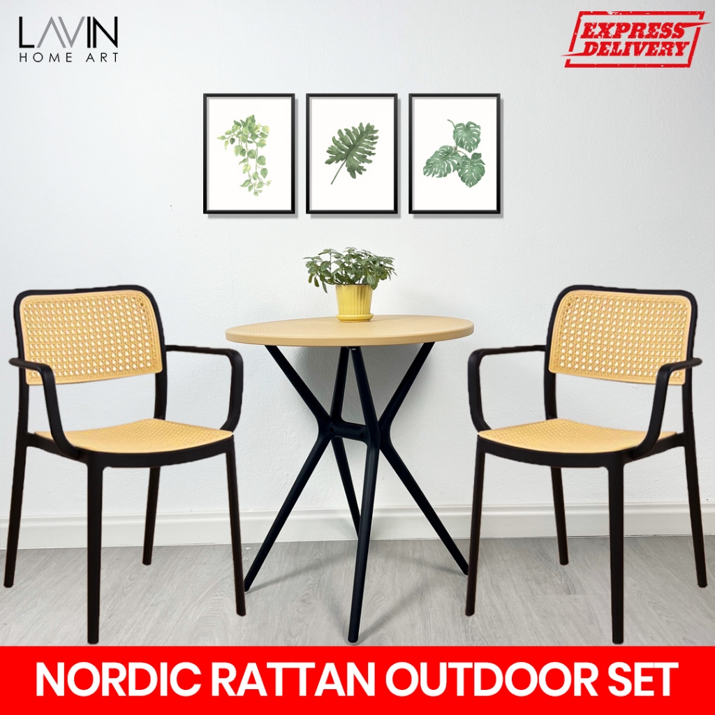 Nordic Rattan Outdoor Set / Coffee Table Set / Set Meja santai / Set ...