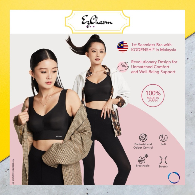 💯 Authentic Aulora Seamless Bra with Kodenshi Macadamia Black💯 Free Gift 🎁 Size L | Shopee Malaysia