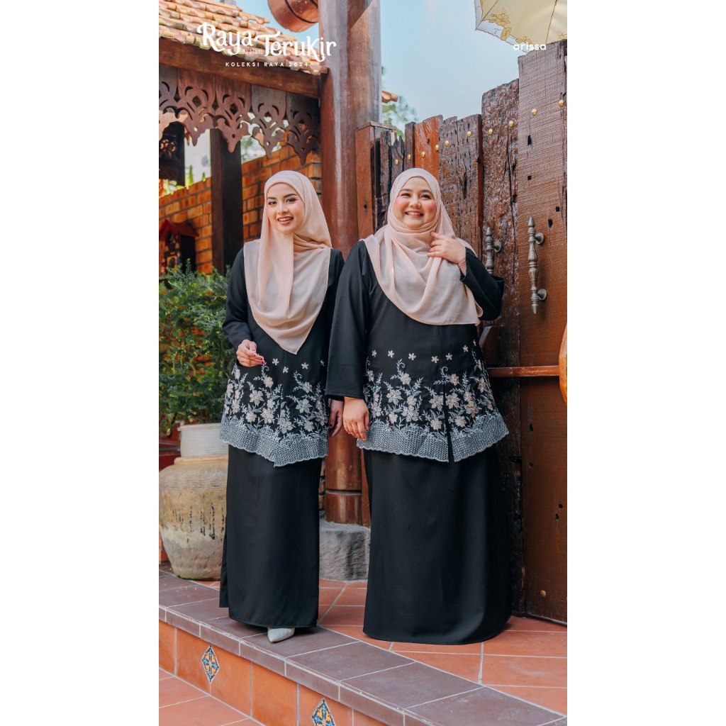 Baju Kurung Sulam Black Hitam Saiz S - 6XL Plus Size Ready Stock Raya ...