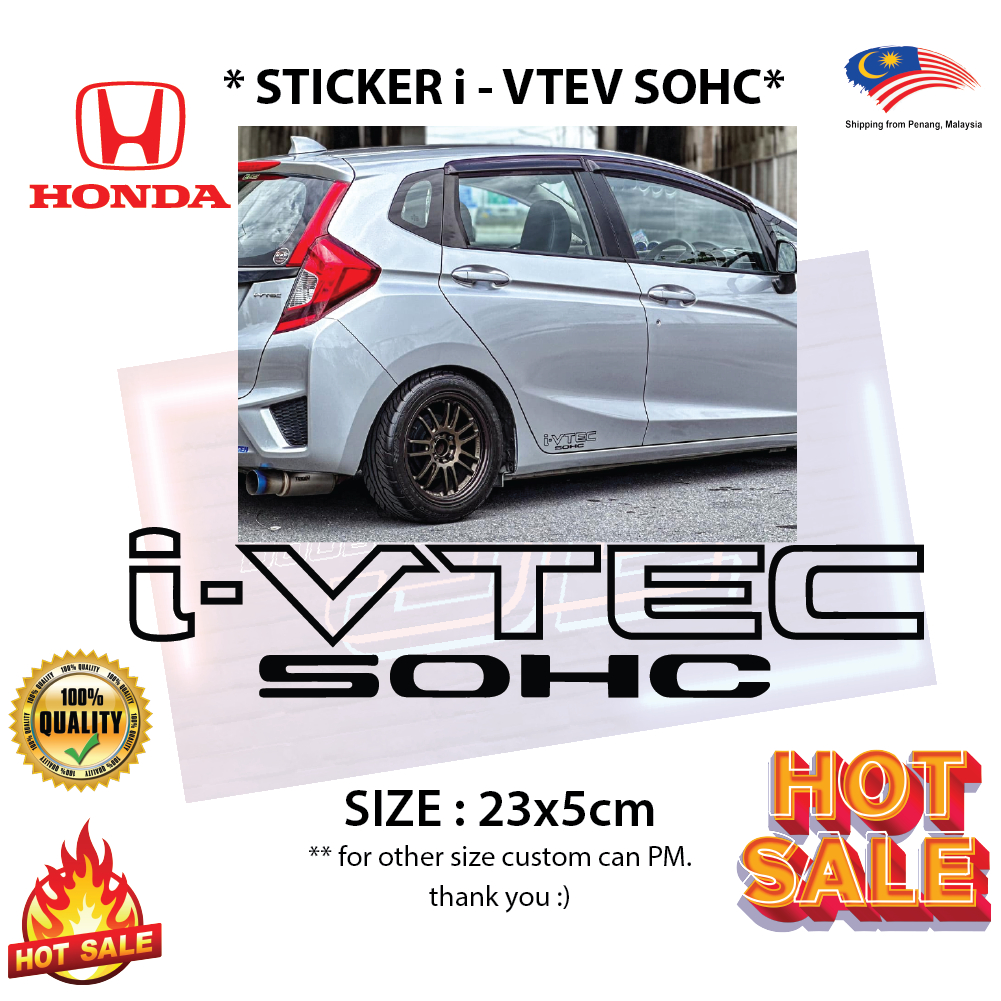 Sticker HONDA I-VTEC SOHC Car Sticker Pair (2 pieces) 23x5cm, saiz yang ...
