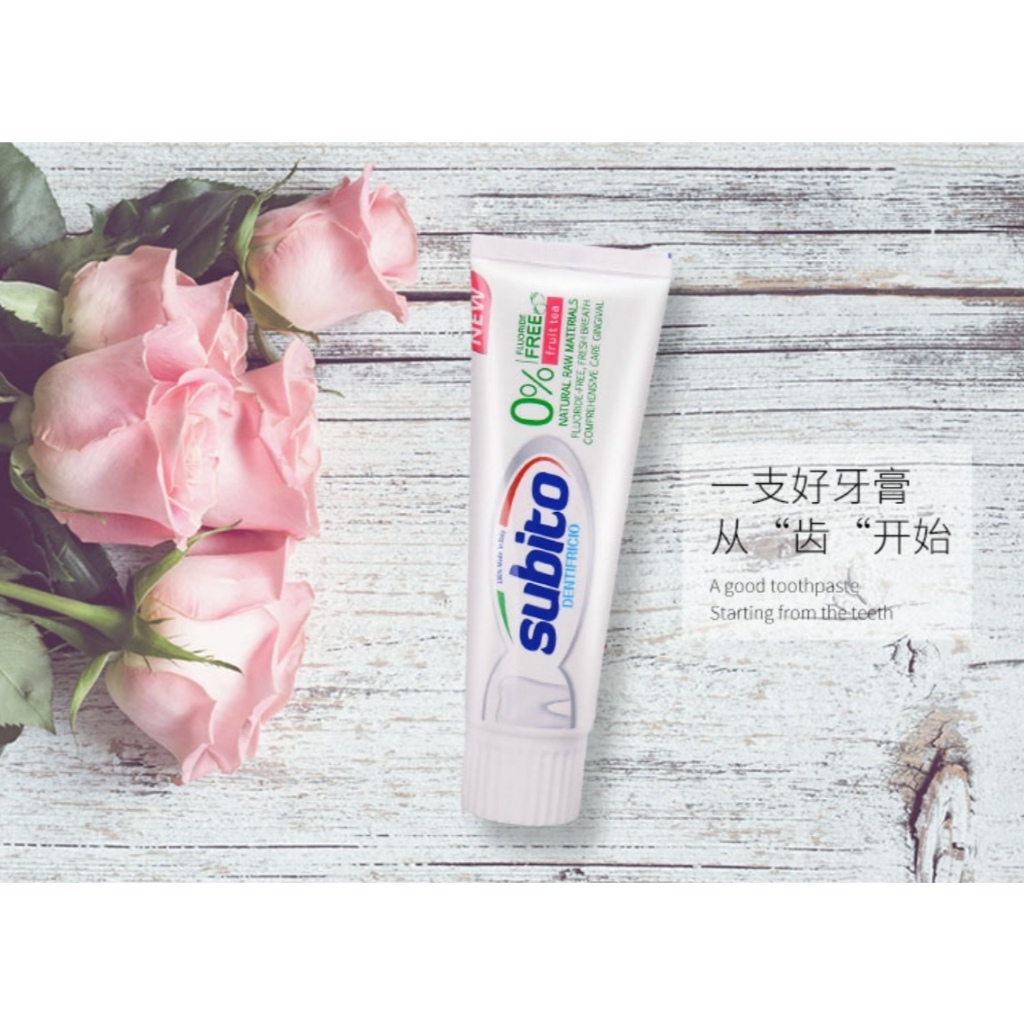 Subito Floride Free Toothpaste (fruit tea) 舒比拓安心无氟牙膏(水果茶香）-100g ...