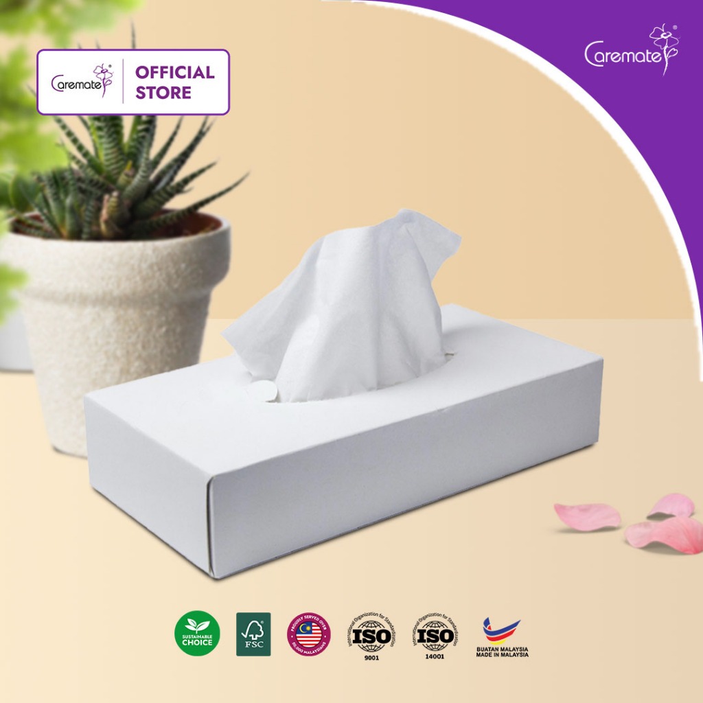 Facial Tissue 40's x 2 Ply in Plain Box | Caremate White Plain Box Tisu ...