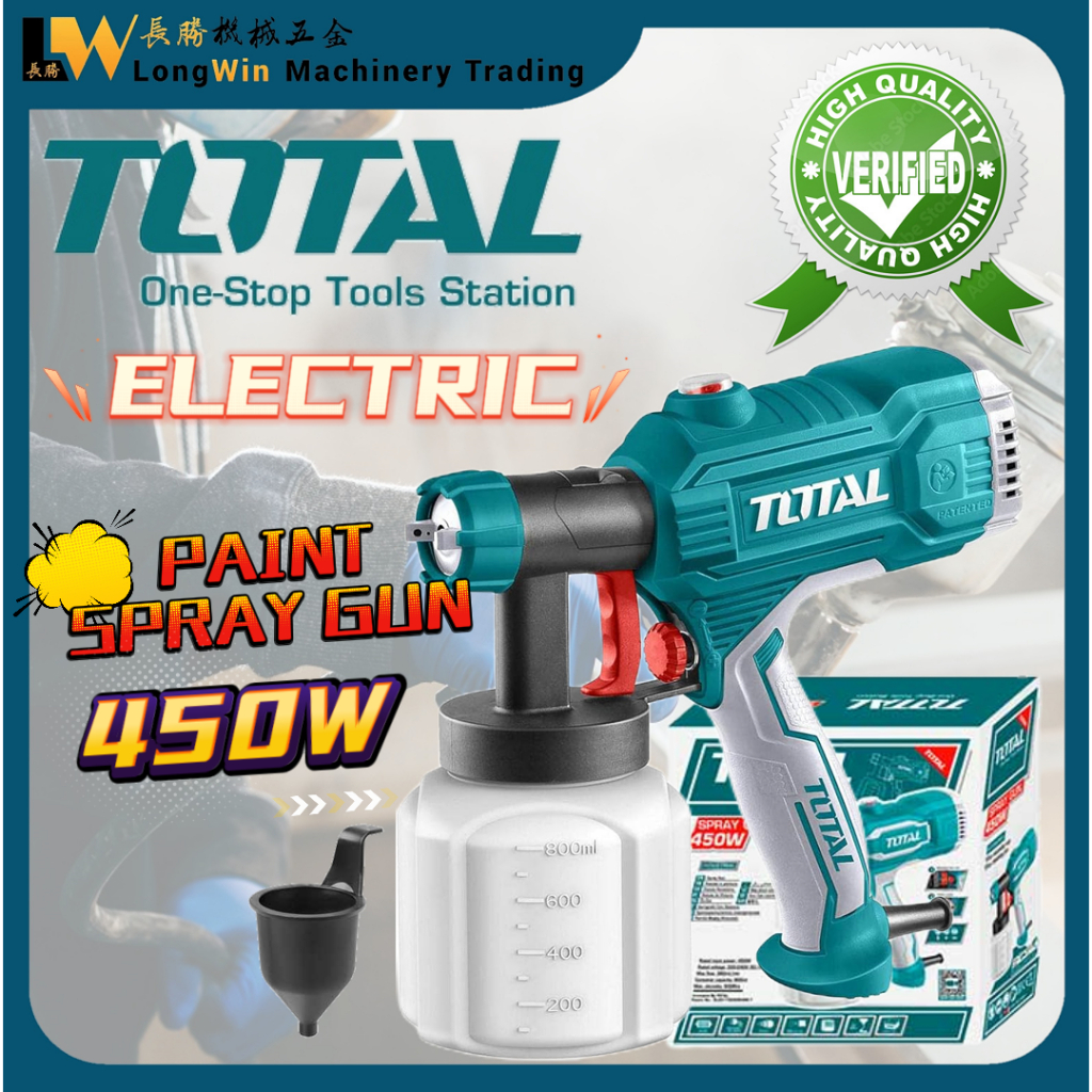 TOTAL TT3506 Electric Paint Spray Gun 450W Copper Nozzle 2.5MM | Shopee ...