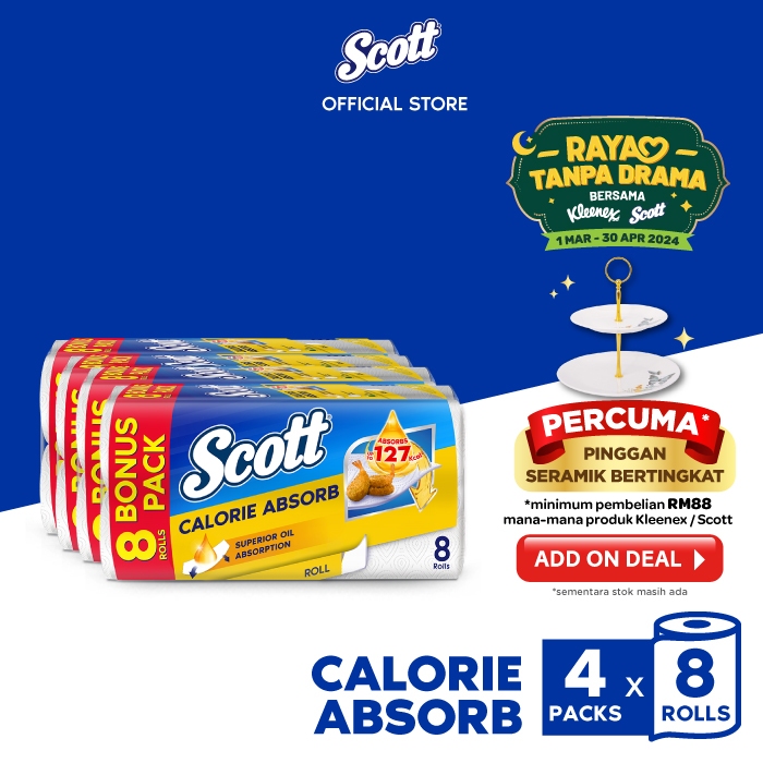 Scott Calorie Absorb Dry Kitchen Towel (8 Rolls x 4 packs) | Shopee ...