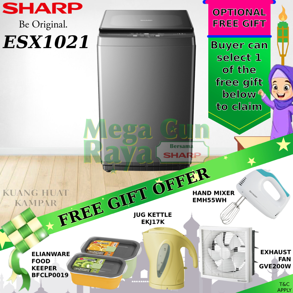 SHARP 10.5KG TOP LOADING WASHING MACHINE ESX1021 | Shopee Malaysia