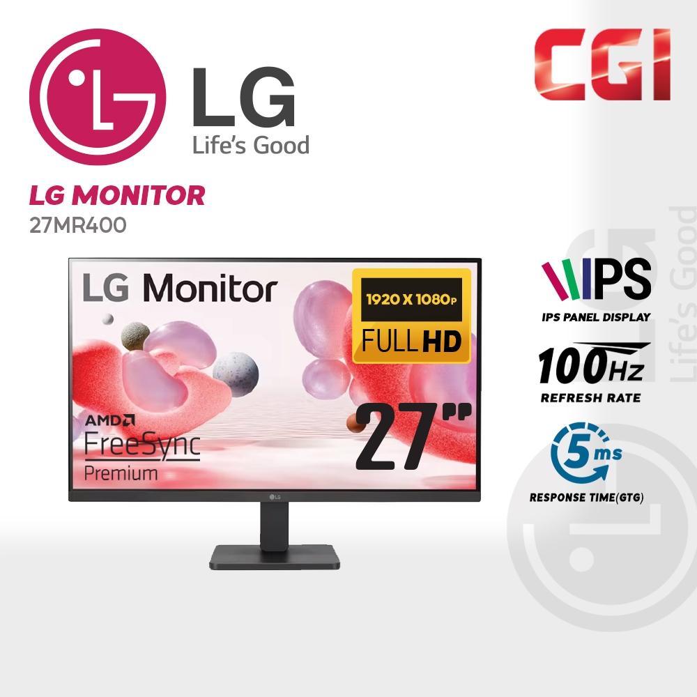 LG 27" FHD 3-Side Borderless IPS 100Hz Monitor with AMD FreeSync™ 27MR400-B | Shopee Malaysia