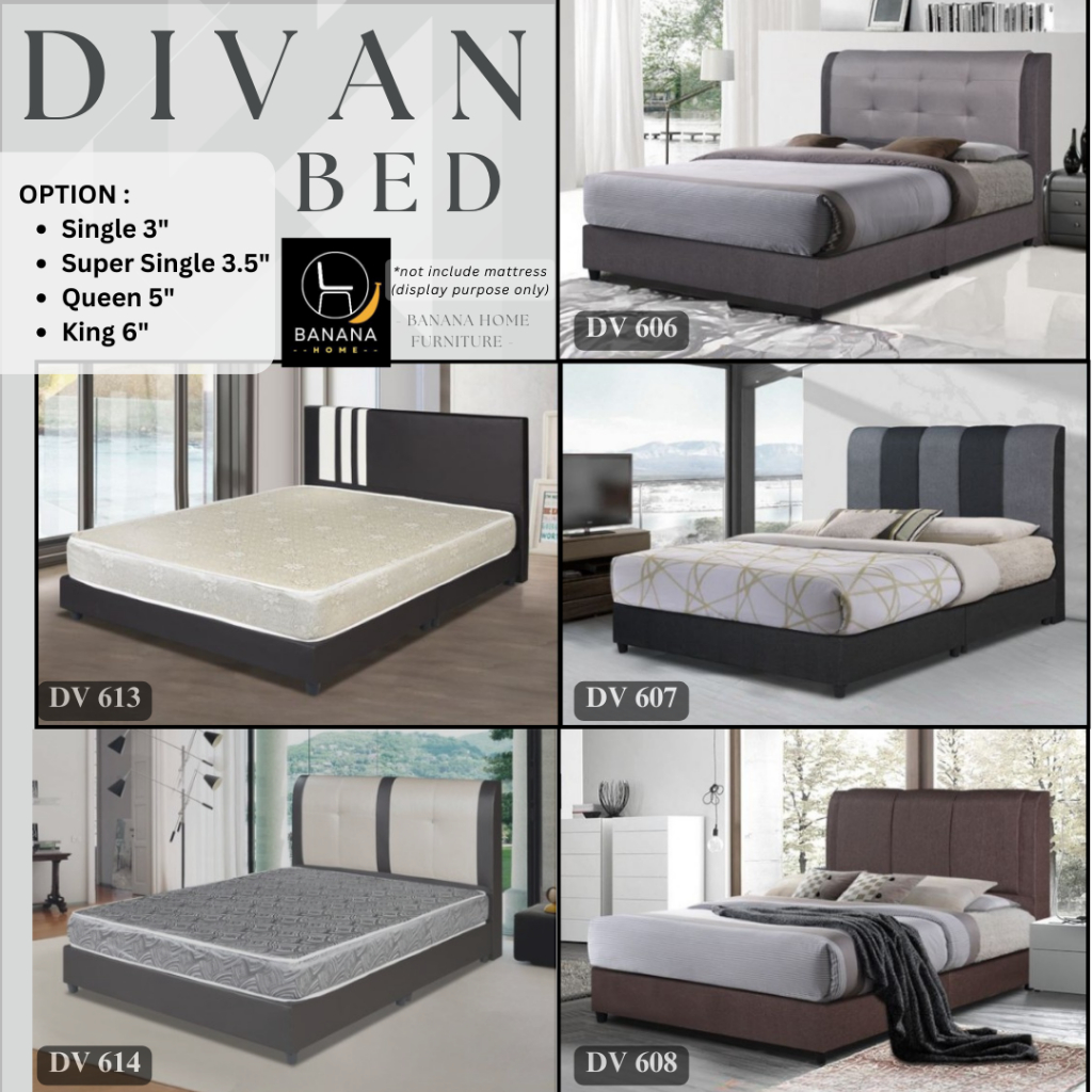 KATIL DIVAN BED SINGLE SUPER SINGLE QUEEN KING (DV606)(DV607)(DV608 ...