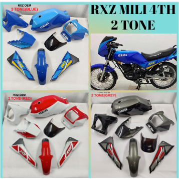 YAMAHA RXZ MILI 4TH 2 TONE BODY COVER SET WITH FUEL TANK SIAP STICKER ...