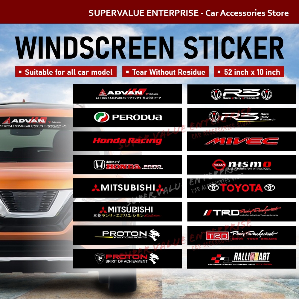 Front Black Windscreen Windshield Window Sticker | Shopee Malaysia