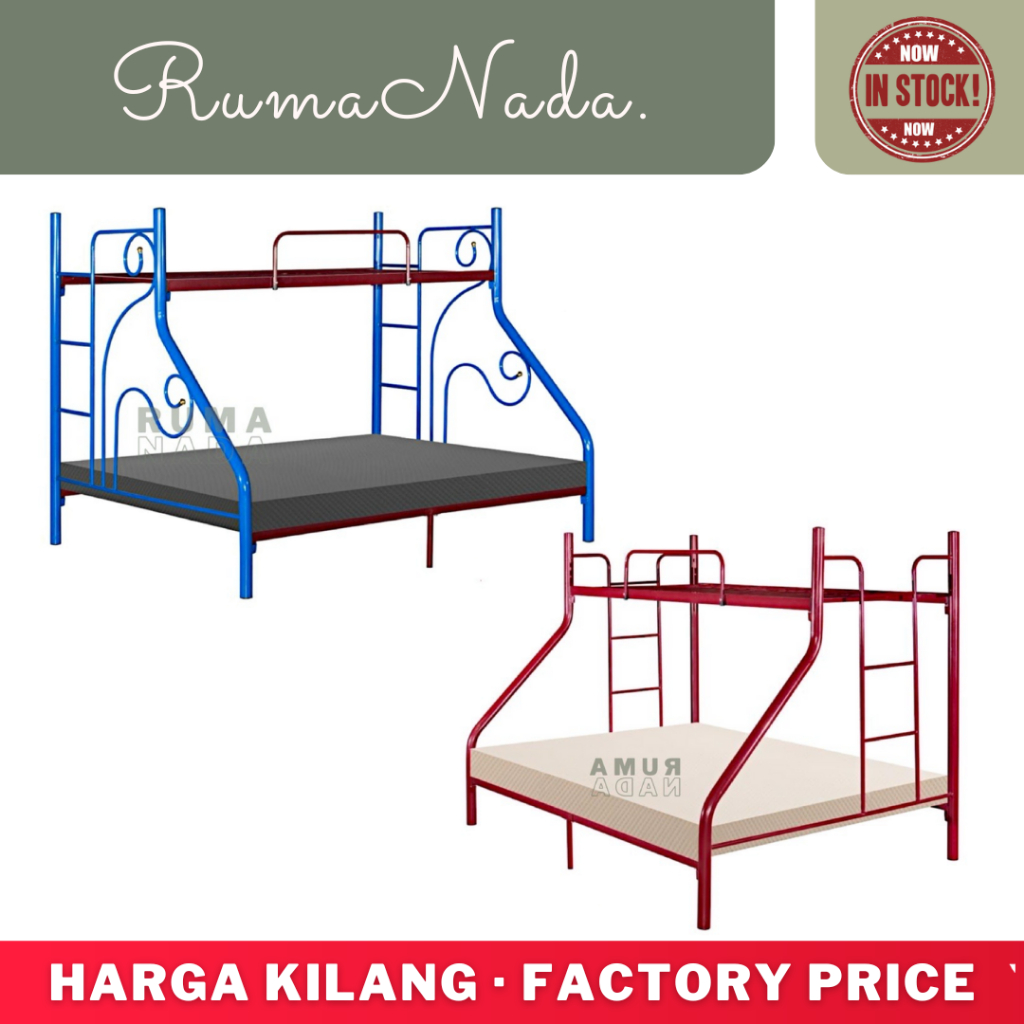Metal Bunk Bed Double Decker / Katil IbuAnak Hostel / Bunk Bed Budget ...