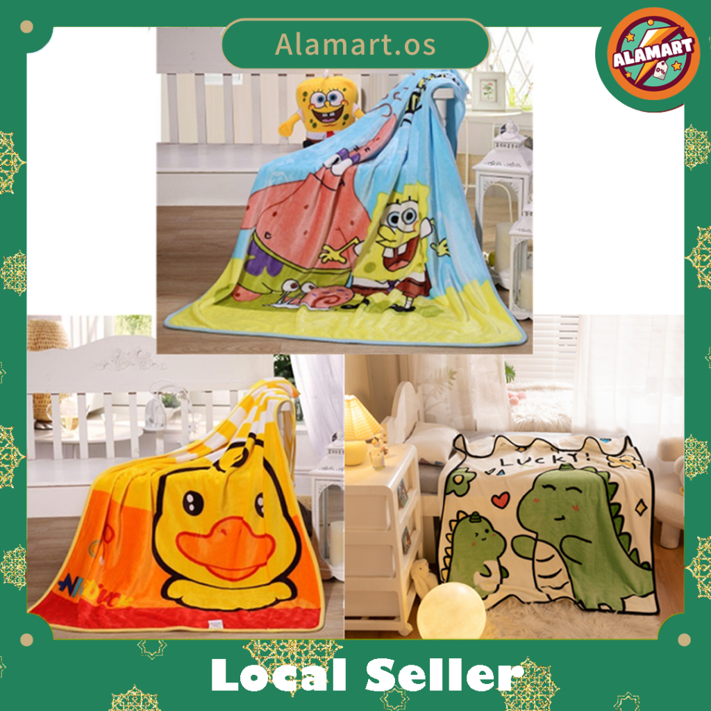 Blanket Selimut Budak Baby Cute Cartoon Premium Flannel Fabric Dinosaur ...