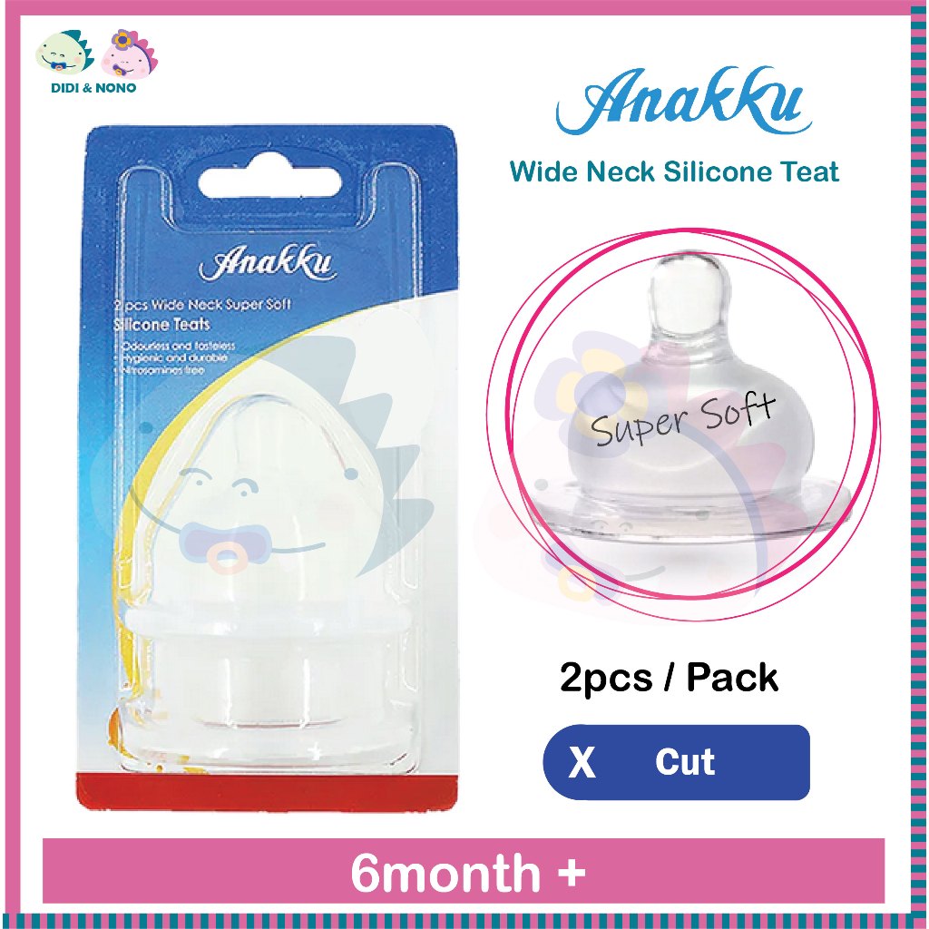 Anakku 2pc Silicone Wide Neck Super Soft Teats Puting Botol Susu | Shopee Malaysia