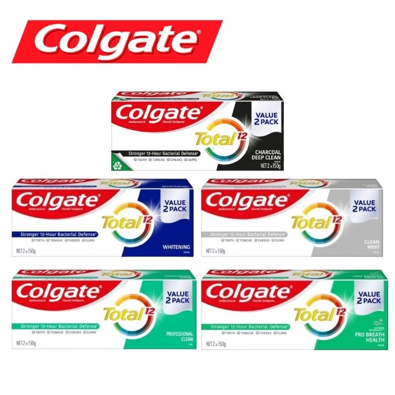 Colgate Total 12 Toothpaste Valuepack (150g x 2)(Charcoal / Whitening ...