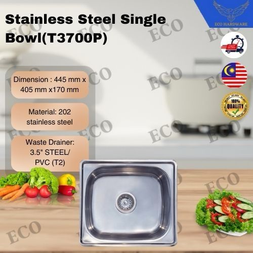 High Quality THE 1 T3700P Stainless Steel Kitchen Single Bowl Sink ...