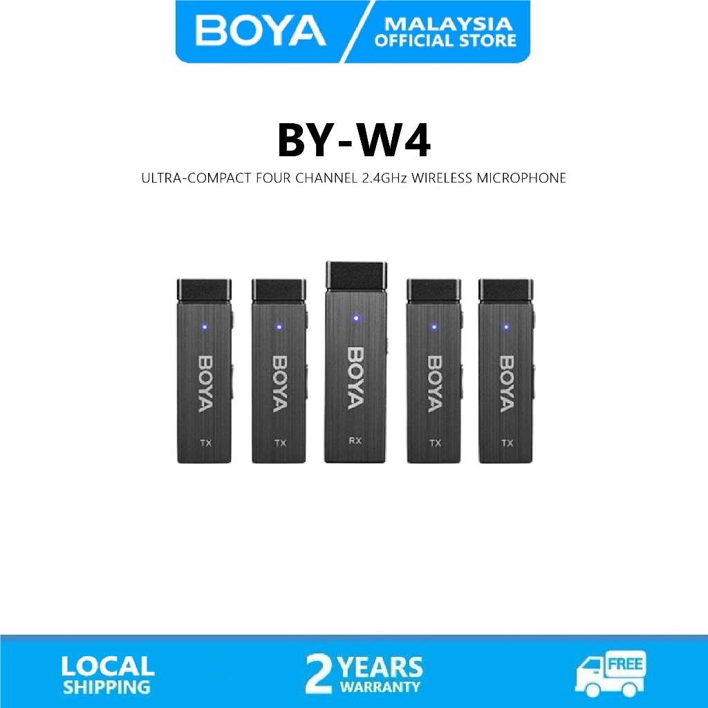 BOYA BY-W4 Ultracompact 2.4GHz Four-Channel Wireless Microphone System ...