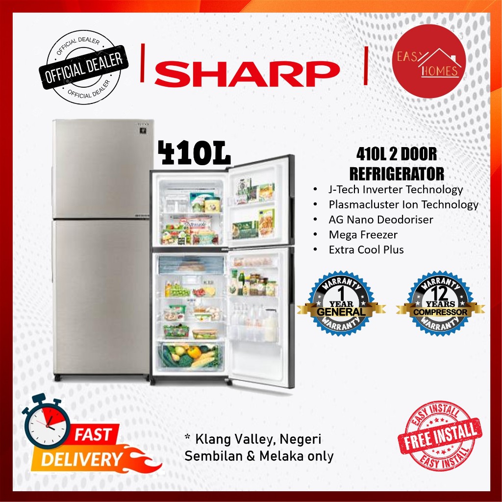 2023 NEW MODEL SHARP (SJ4122MSS) 2 DOOR 410L INVERTER FRIDGE | Shopee ...