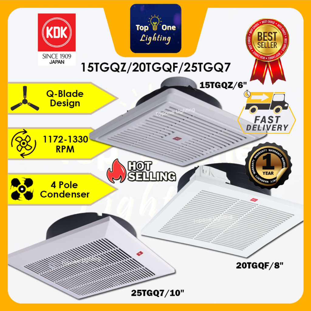 KDK 15TGQZ(6") / 20CQTF(8") / 25TGQ7(10") | Ceiling Mount Propeller ...