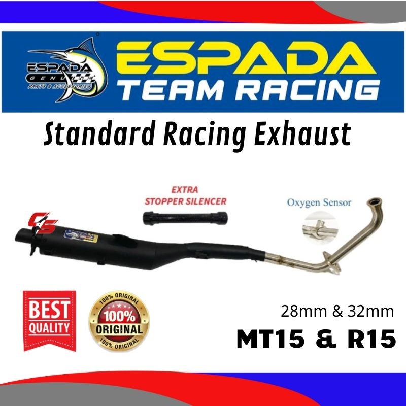 YAMAHA MT15/ R15 MT155 28MM 32MM E4 EXHAUST STANDARD RACING ESPADA | Shopee Malaysia