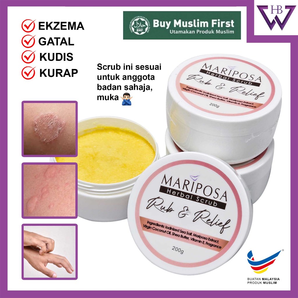 *100% Herba* Mariposa Skrub Kulit Gatal Ruam | Ekzema | Kurap | Kudis ...
