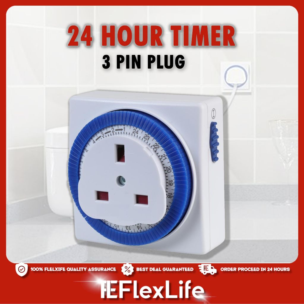 13A 220V 24 Hour 3 Pin Plug In Timer Plug Switch Socket | Shopee Malaysia