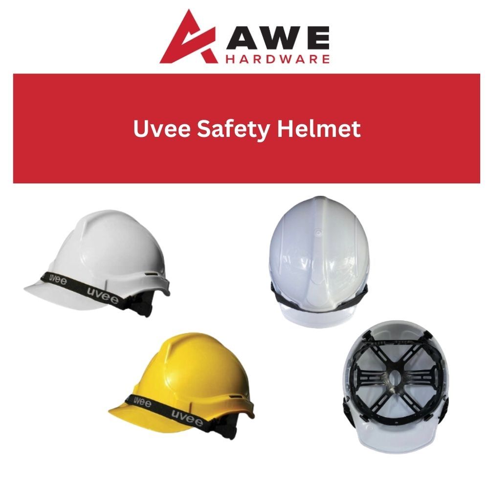 Uvee Safety Helmet White Yellow Contruction Manufacturing Maintenance ...