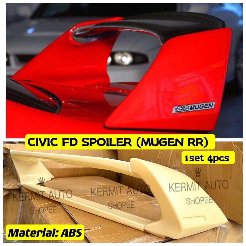 CIVIC FD SPOILER 4pcs 1Set ( MUGEN RR) Material : ABS 👍 READY STOCK ...