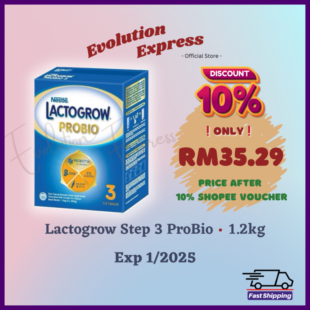 [Nestle] Lactogrow ProBio Step 3 ( 1.2kg / 1.3kg )Exp 1/2025 (Lactogrow 3) | Shopee Malaysia
