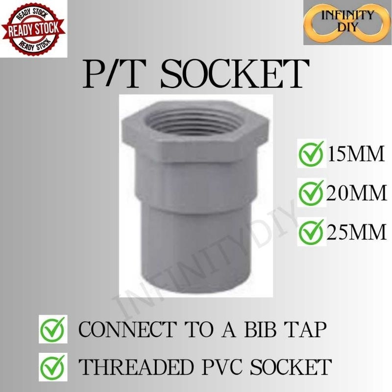 15MM 20MM 25MM PVC P/T SOCKET/FITTING PAIP/SOCKET BENANG DALAM/SOCKET ...