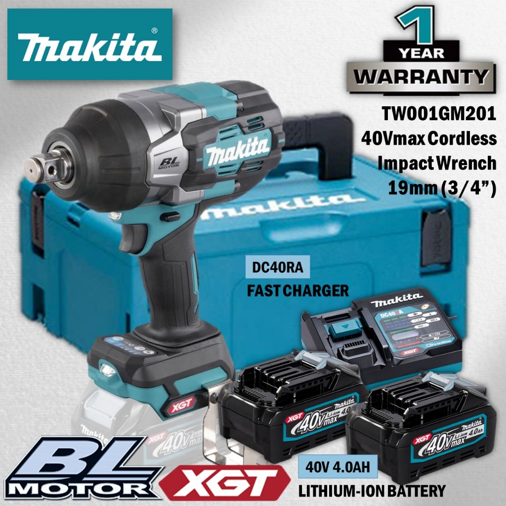 MAKITA TW001GZ / TW001GM201 40Vmax Cordless Impact Wrench 19MM (3/4 ...